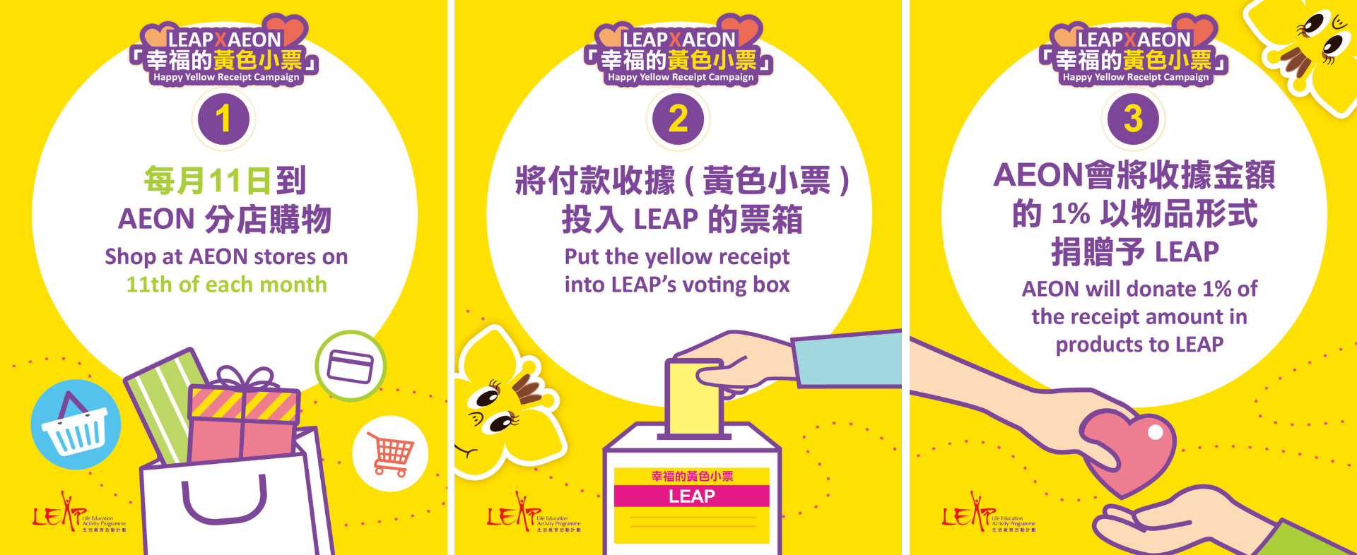 Turn Shopping Into Impact｜LEAP X AEON Happy Yellow Receipt Campaign - LEAP